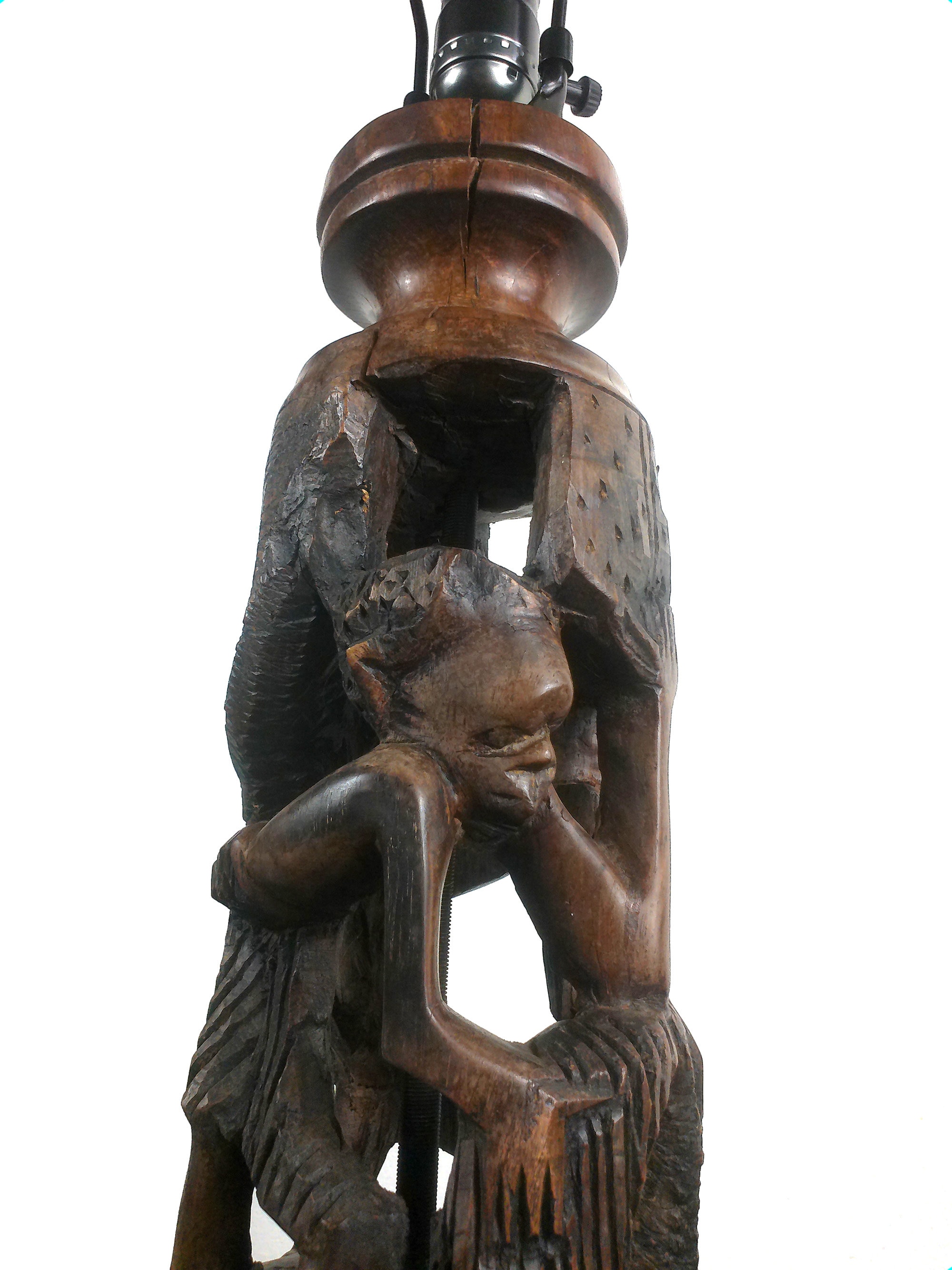 African Table Lamps, African Lamps, Pair of African Lamps, Ebony Wood ...