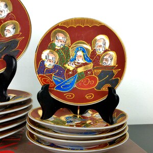 Japanese Antique Set of 10 Royal Satsuma Gilt Moriage Decorative Plates ...