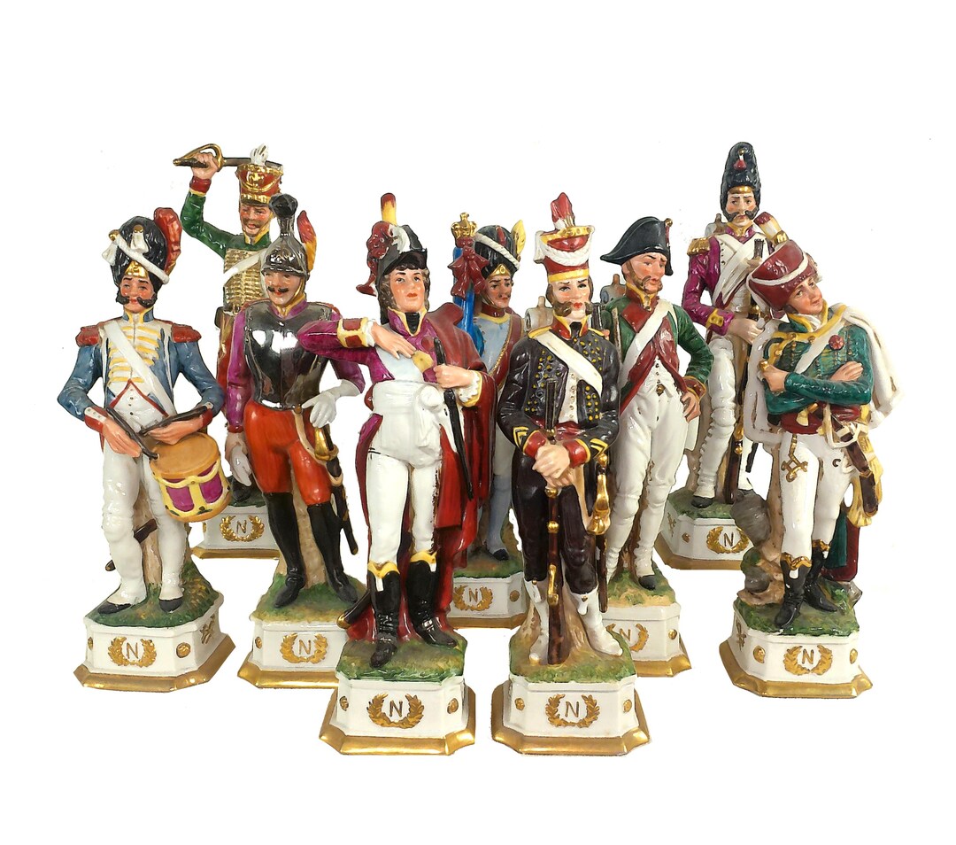 Antique Capodimonte Napoleonic Military Figures - Set of 9, Old Paris ...