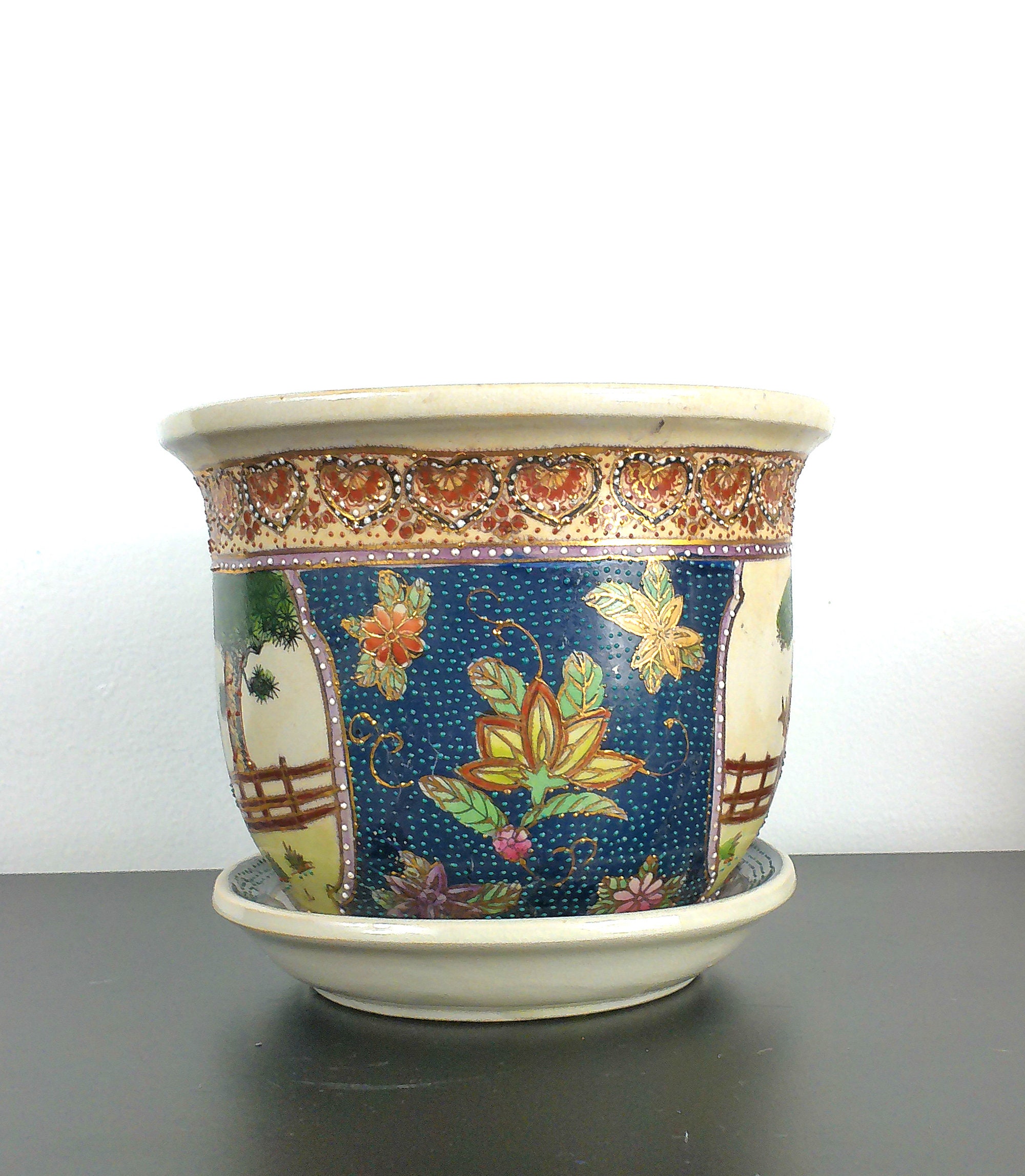 Japanese Planter, Chinoiserie Chic, Grand Millennial, Satsuma, Moriage ...