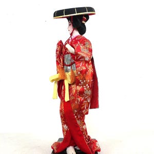 Japanese Vintage Nishi Geisha Doll With Red Kimono, Fujimusume, Kabuki ...