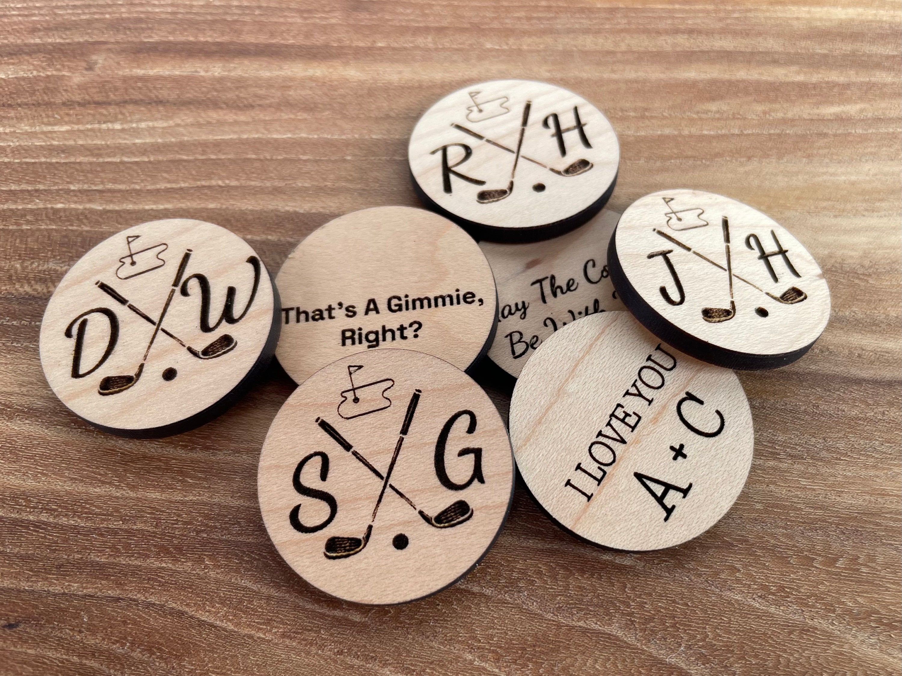 3 Custom Golf Ball Markers, Set of 3, 1.5 In. Diameter, Laser Engraved ...