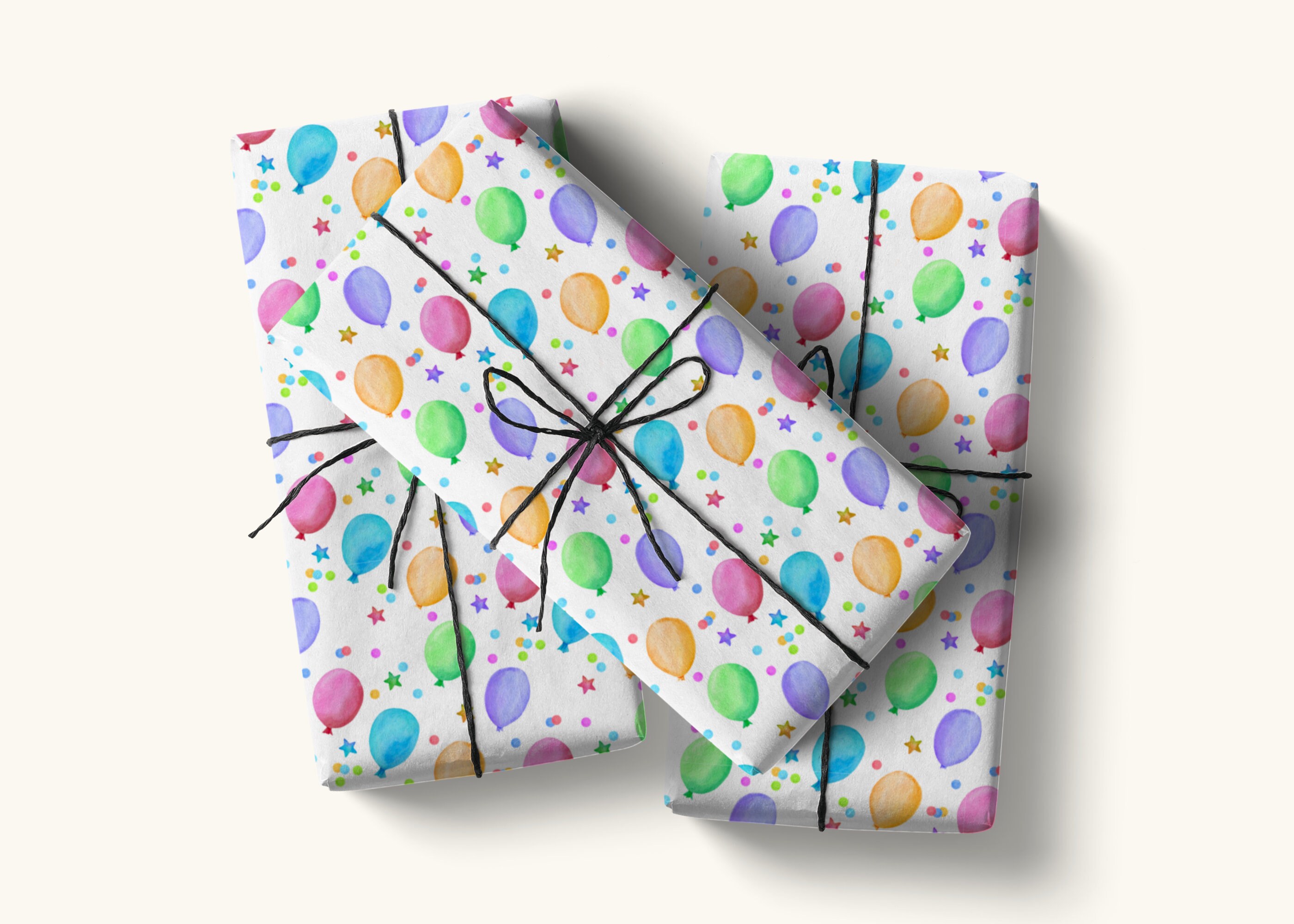 Birthday Balloons Gift Wrap Sheets Eco Friendly Wrapping Paper ...