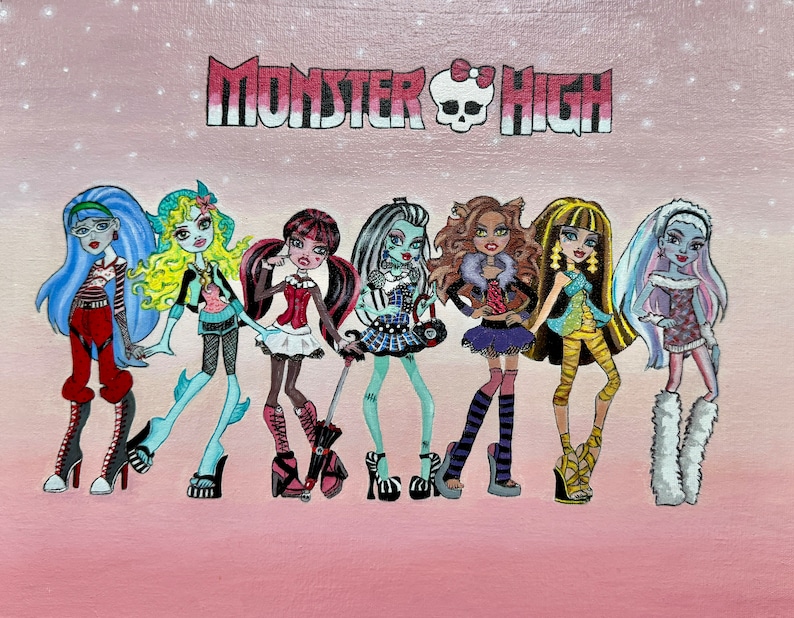 Original Hand Painted Monster High Main Characters Oil Painting - Etsy