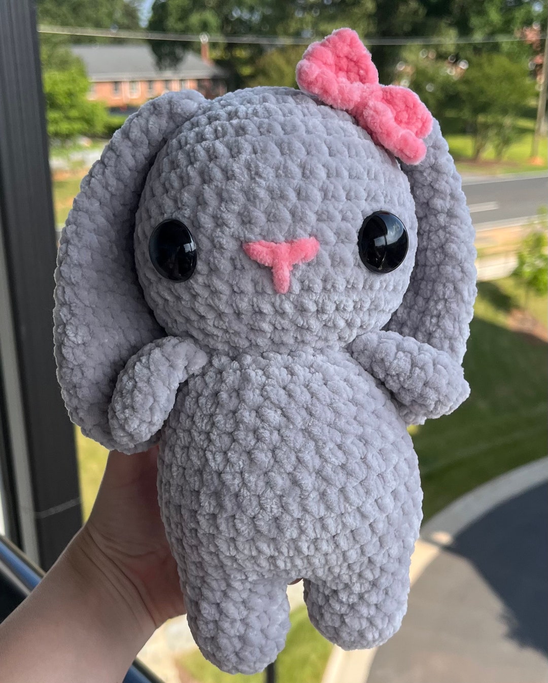 Crochet Bunny Plushie With Bow - Etsy