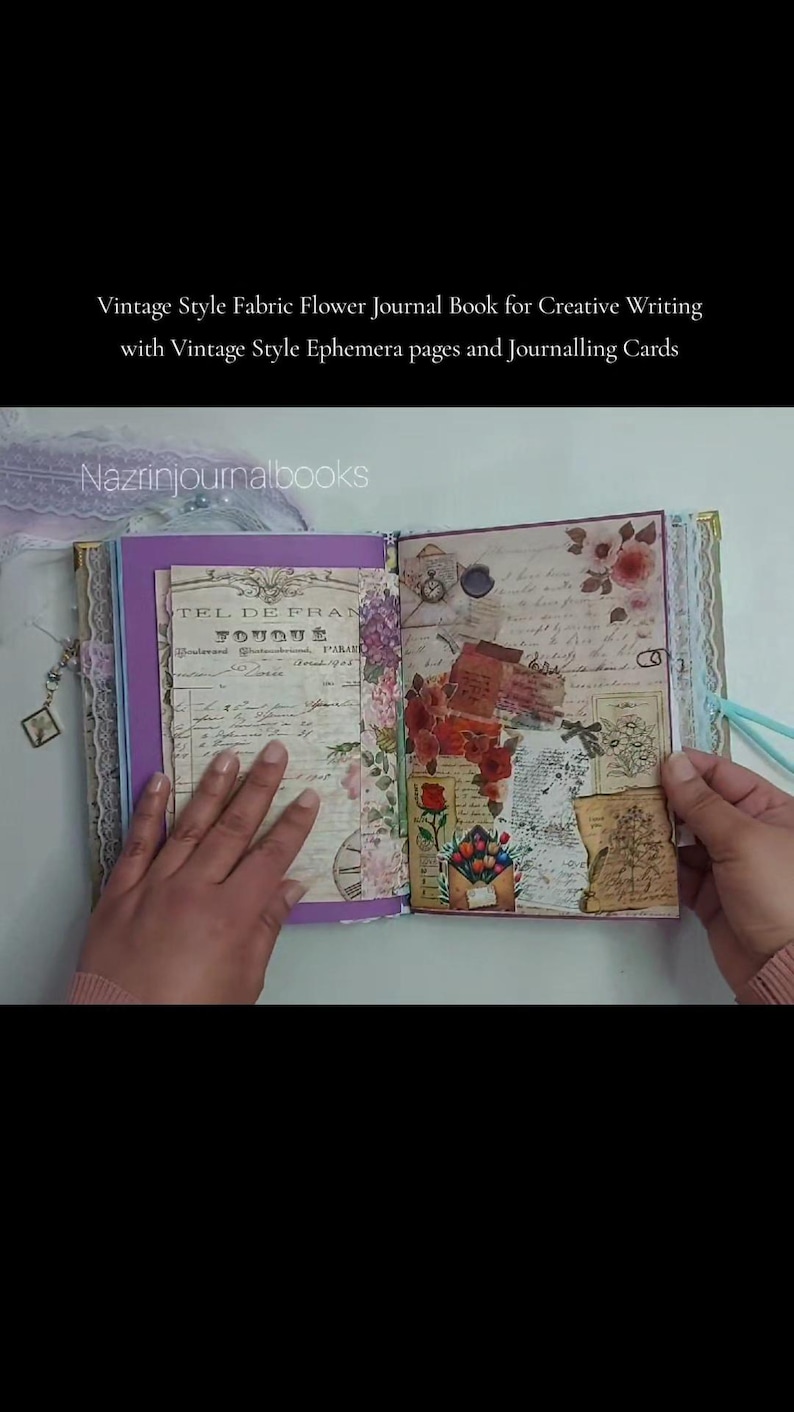 Vintage Style Fabric Flower Journal Book for Creative Writing With ...