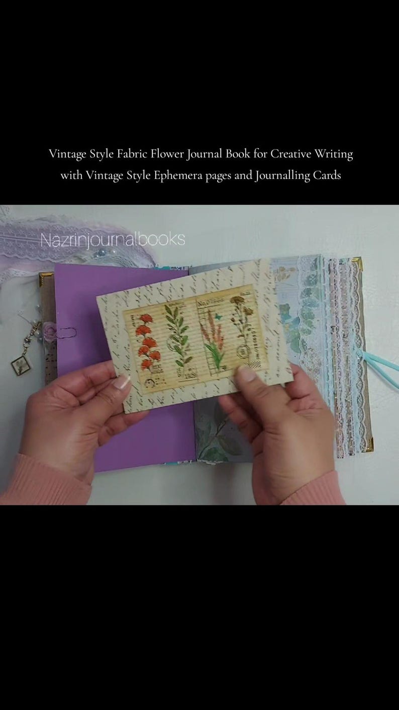 Vintage Style Fabric Flower Journal Book for Creative Writing With ...