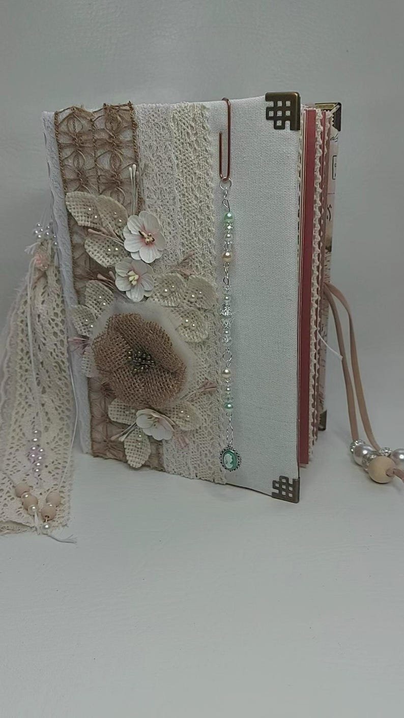 Vintage Theme Burlap Flower Journal Book for Creative Writing - Etsy