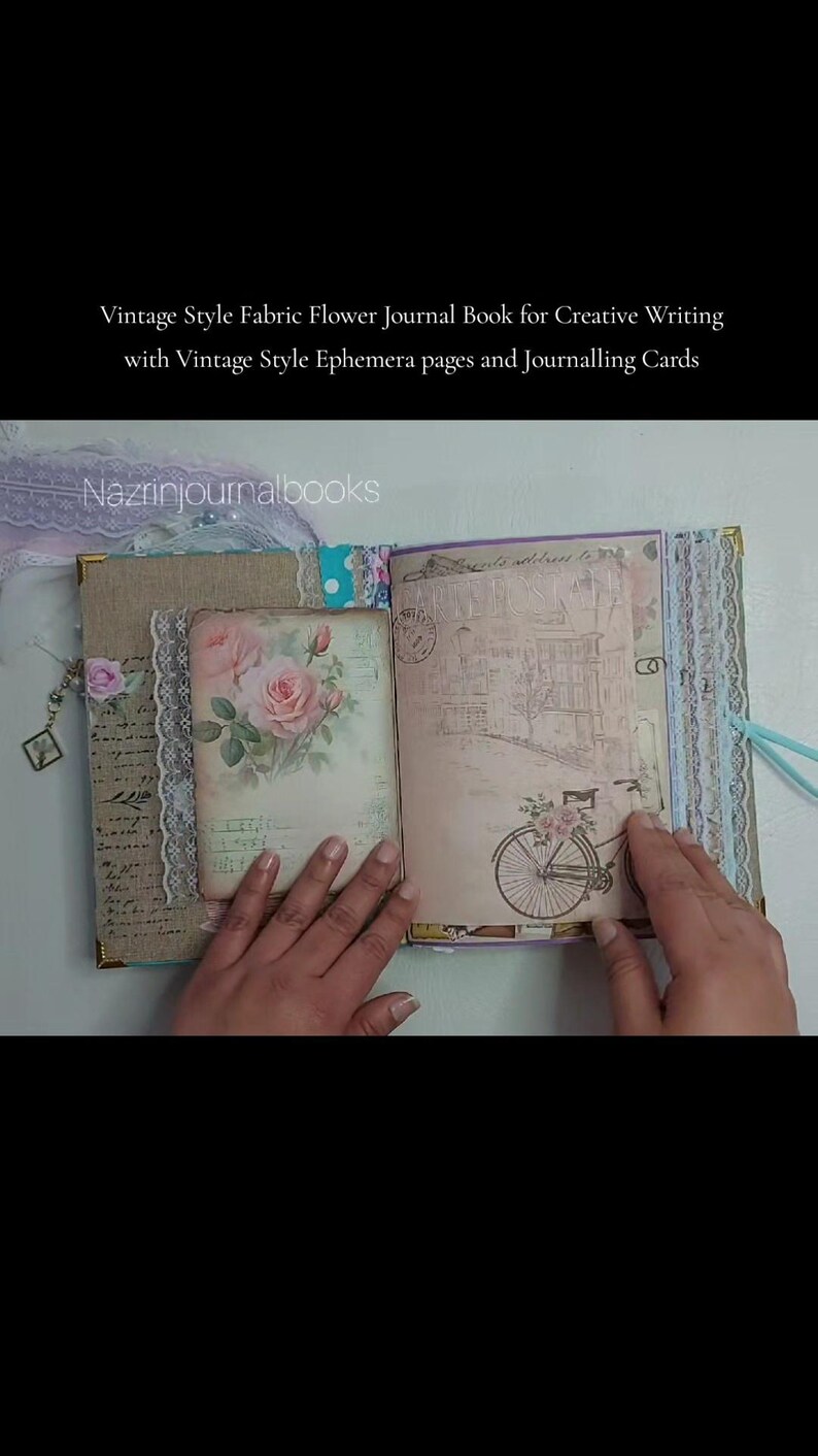 Vintage Style Fabric Flower Journal Book for Creative Writing With ...