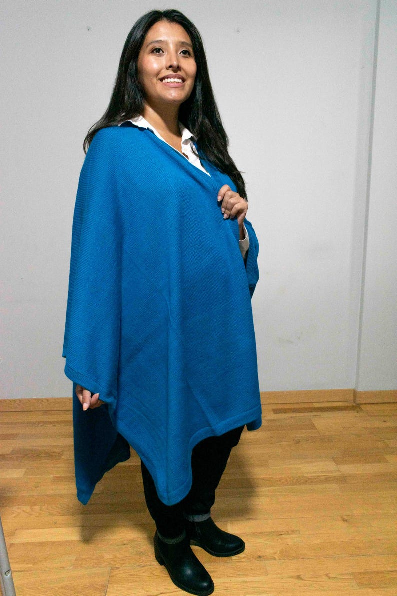 Hand-knitted Open Poncho Made With 100% Alpaca Wool | Knitted ...
