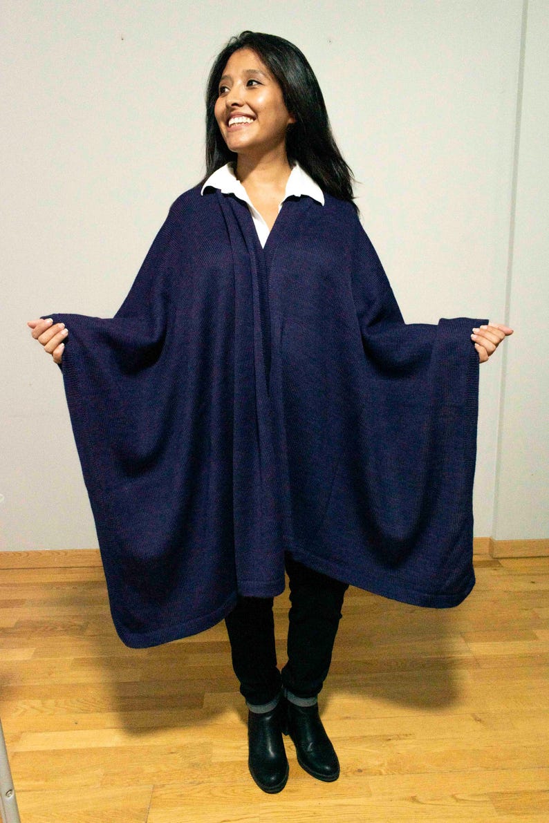Hand-knitted Open Poncho Made With 100% Alpaca Wool | Knitted ...