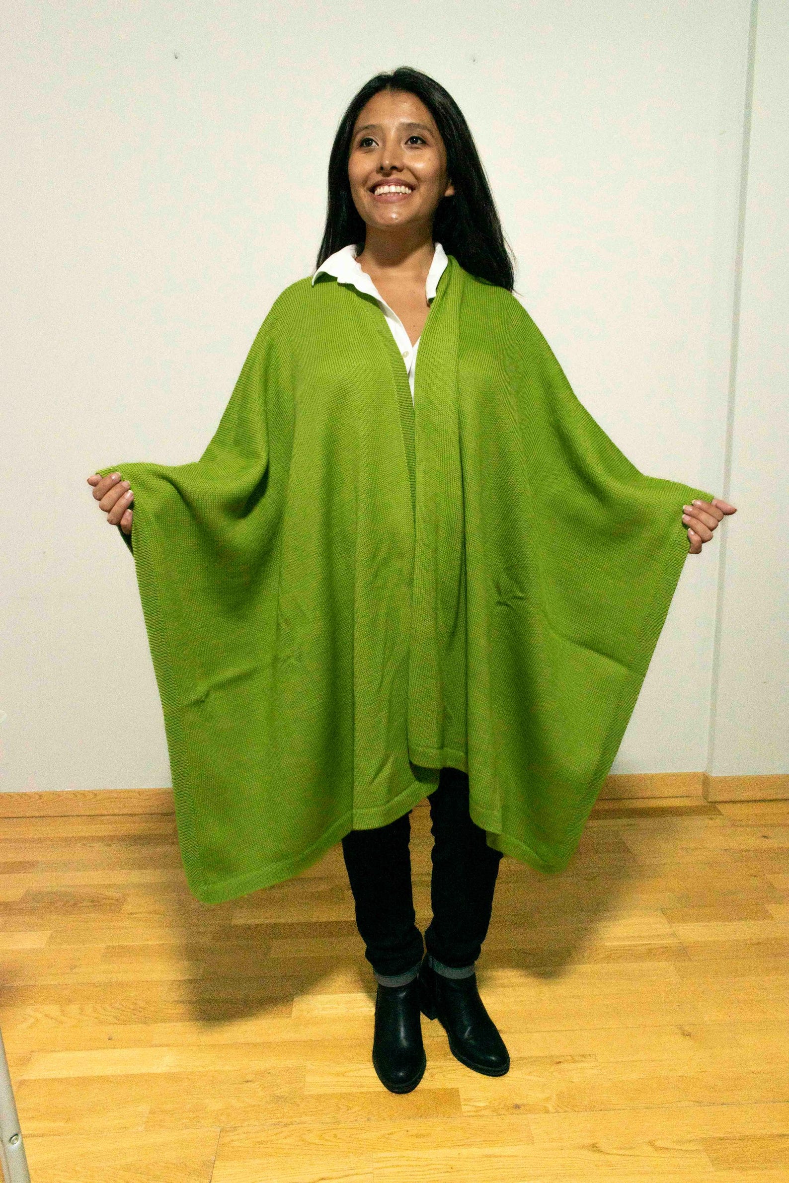 Hand-knitted Open Poncho Made With 100% Alpaca Wool | Knitted ...
