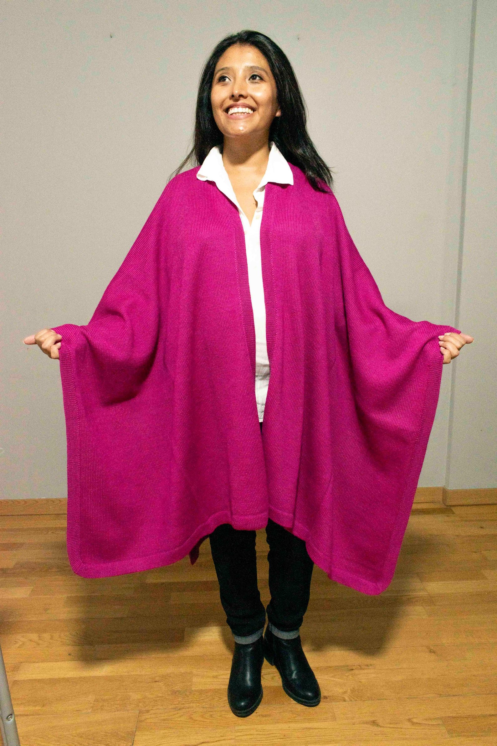 Hand-knitted Open Poncho Made With 100% Alpaca Wool | Knitted ...