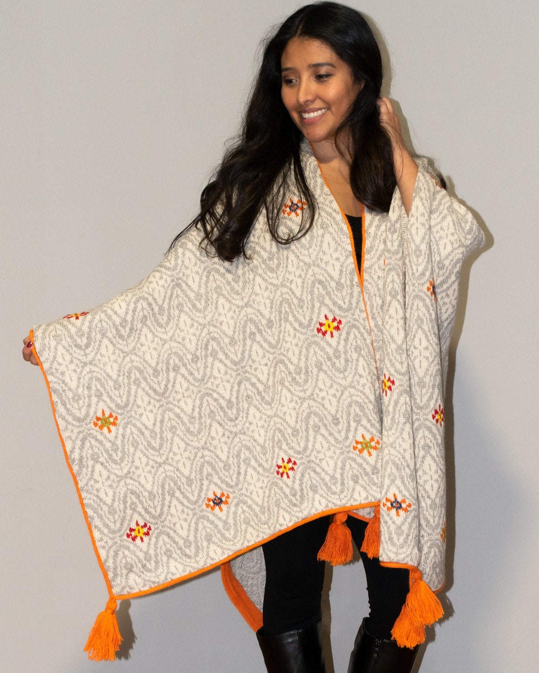 Alpaca Wool Ruana – Handwoven Open Poncho Cape – Luxury Sustainable ...