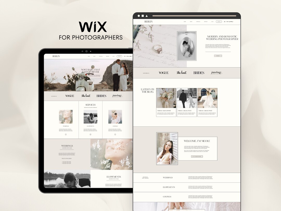 Wix Website Template for Wedding Photographer, Modern Fine Art Website ...