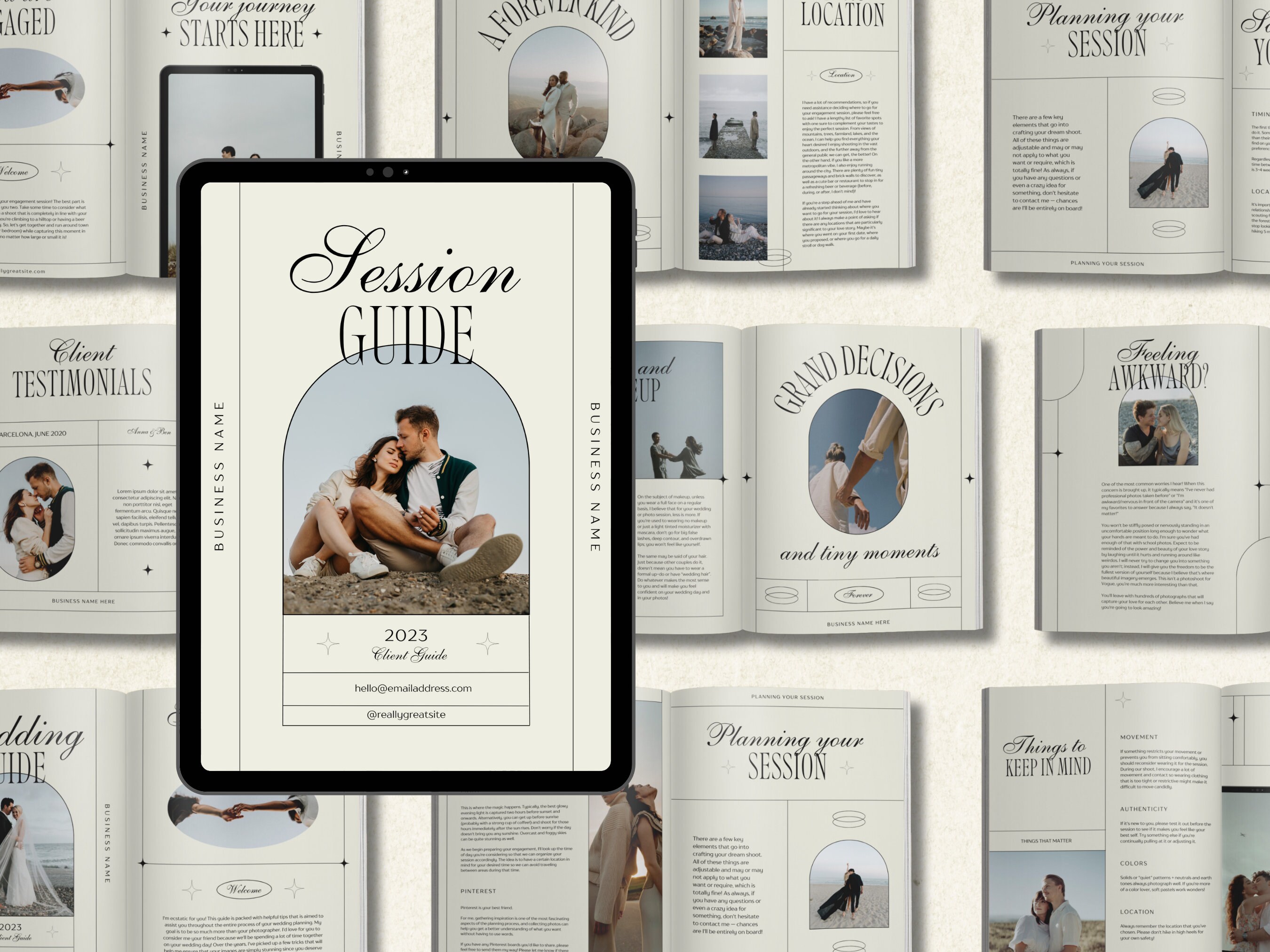 CANVA Modern Client Engagement Session Style Guide With Content, Pre-written Couples Session ...