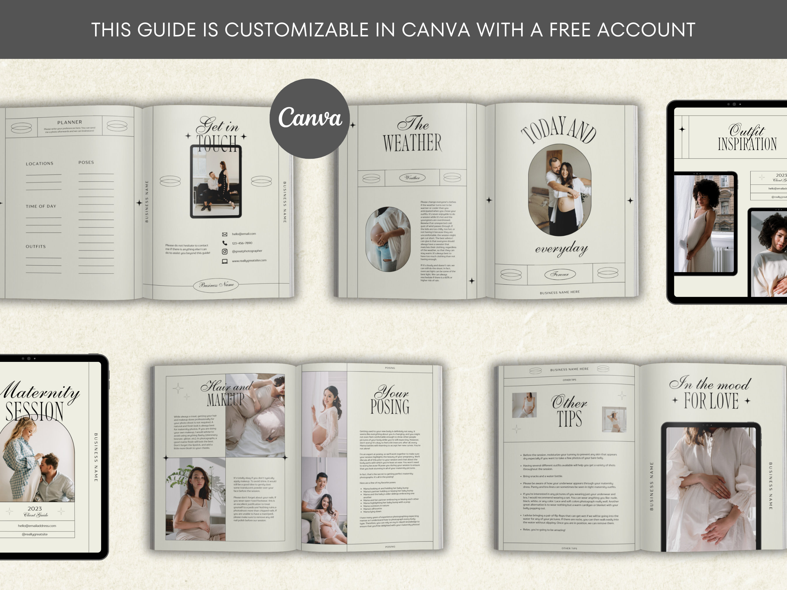 Maternity Session Client Guide: Photographer Magazine Template (canva ...