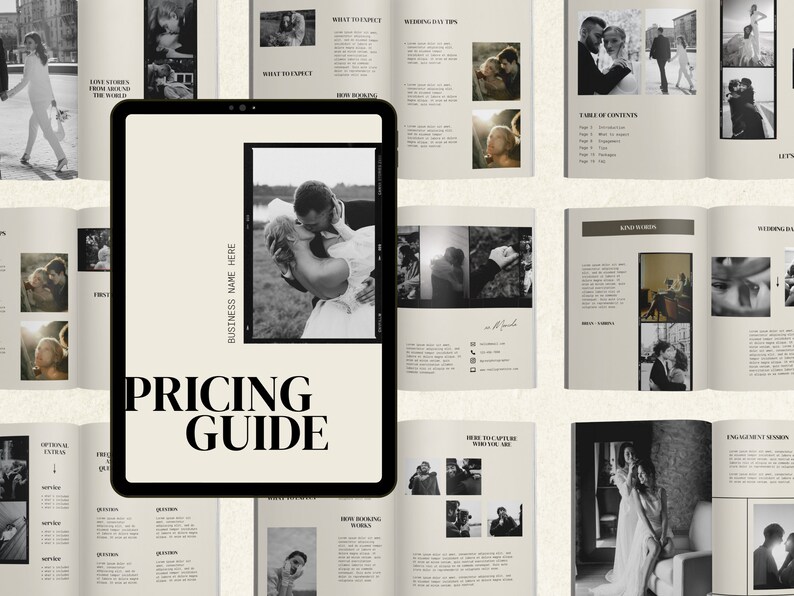 CANVA Wedding Photography Pricing Guide: Modern Magazine Template - Etsy