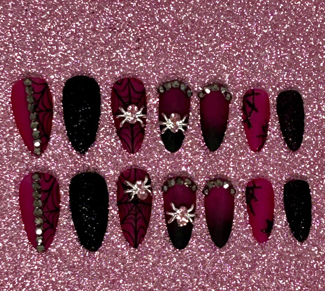 Pink Spider Halloween Press on Nails - Etsy
