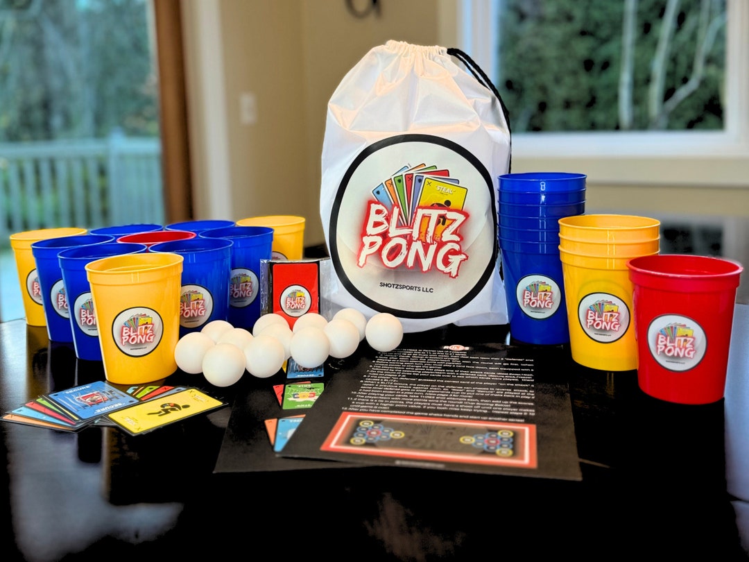 Blitzpong Beer Pong Game Card Game Party Gift for Kids & Adults 2-4 ...