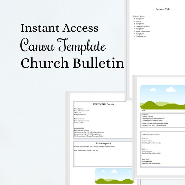 Church Program Template One Page - Etsy