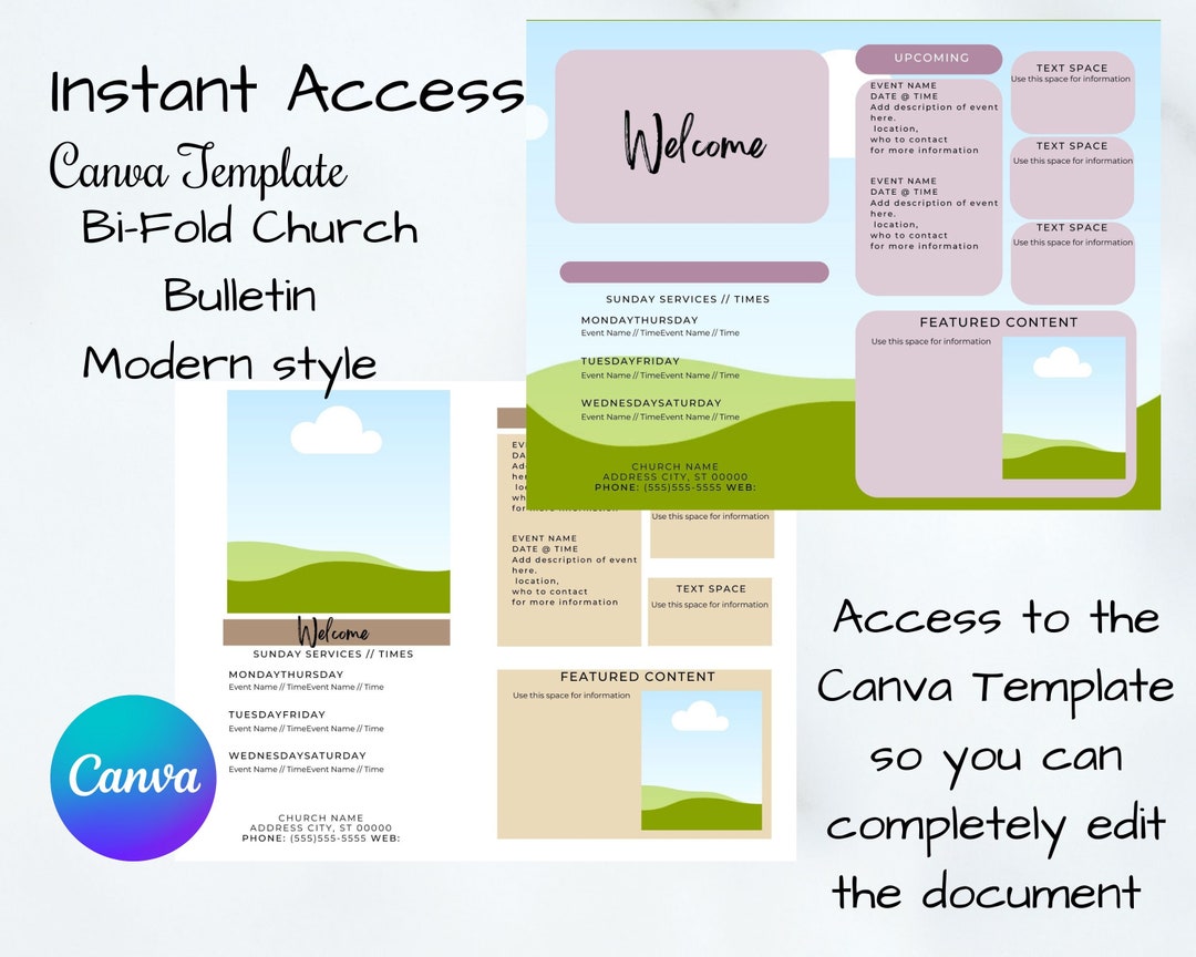 Canva Template, Church Bulletin, Modern Style, Bulletin Template, Bi ...