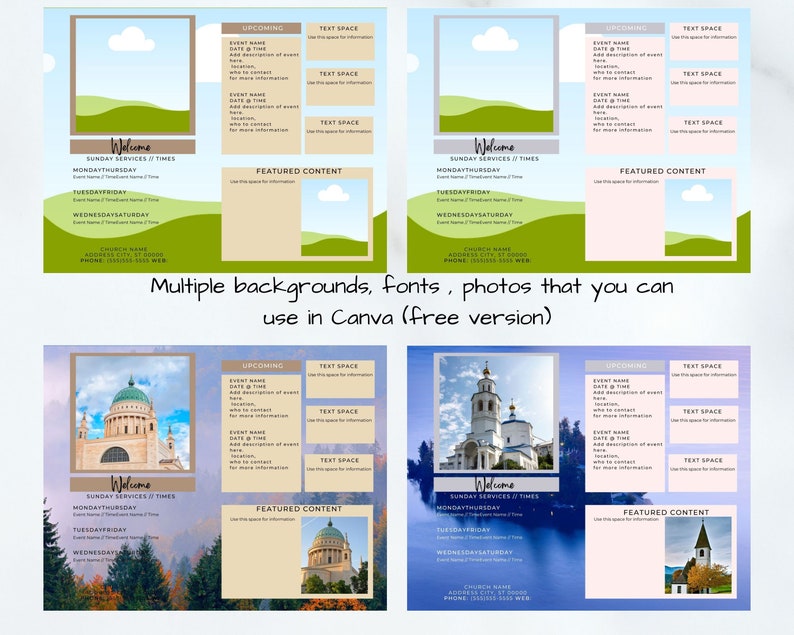 Canva Template, Church Bulletin, Modern Style, Bulletin Template, Bi ...
