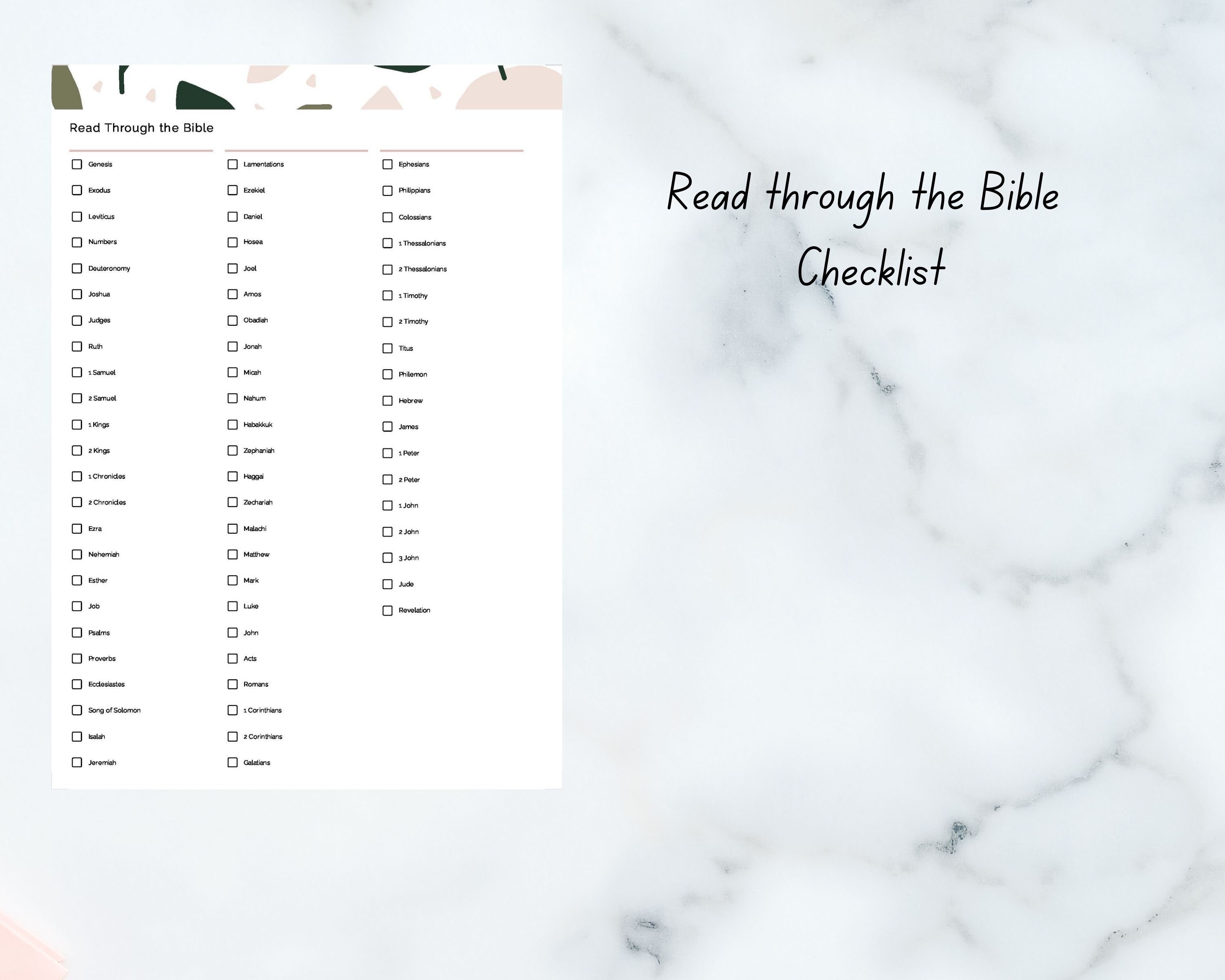 Bible Reading Checklist, Scripture Challenge, Bible Study Planner ...