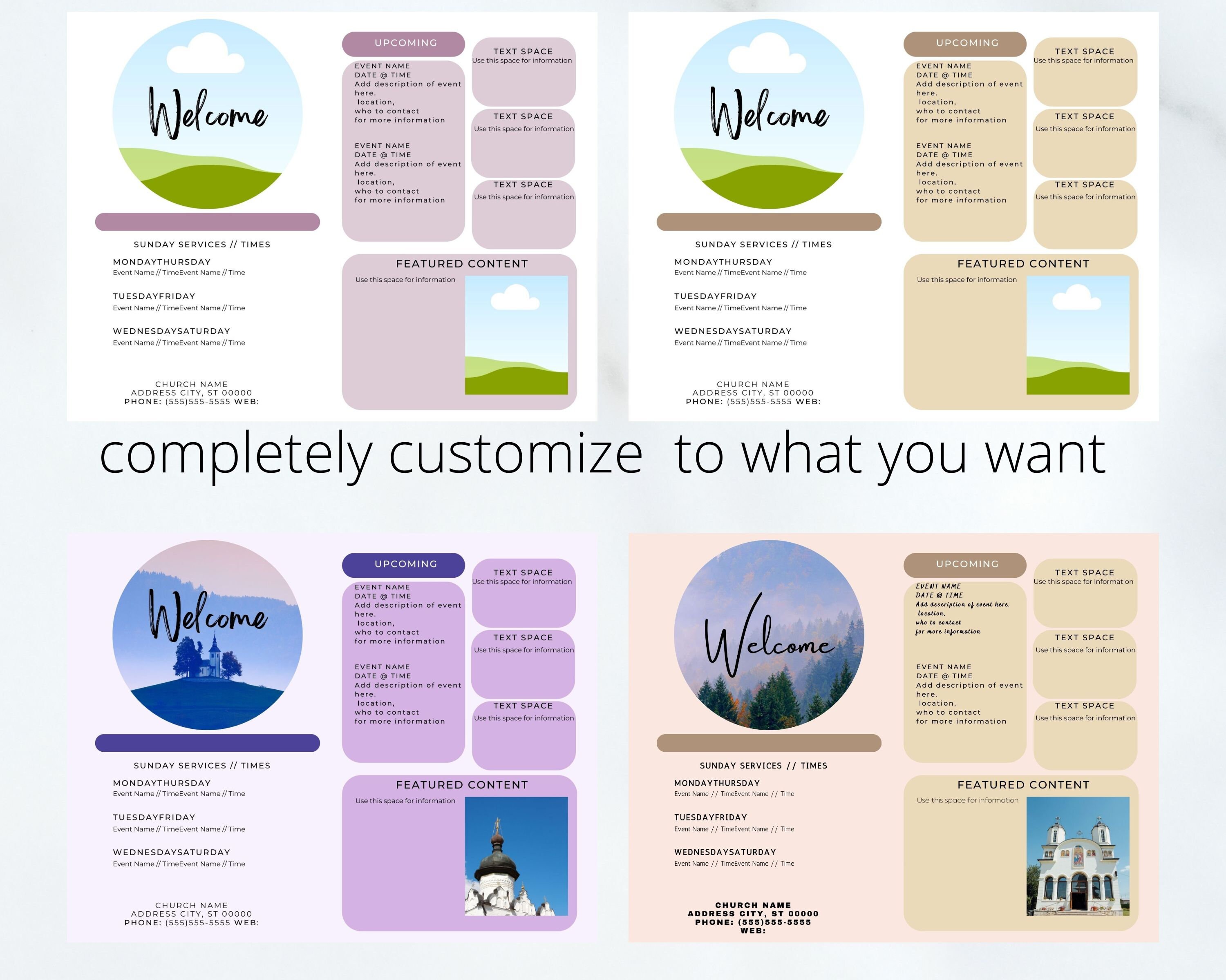 Canva Template, Church Bulletin, Modern Style, Bulletin Template, Bi ...