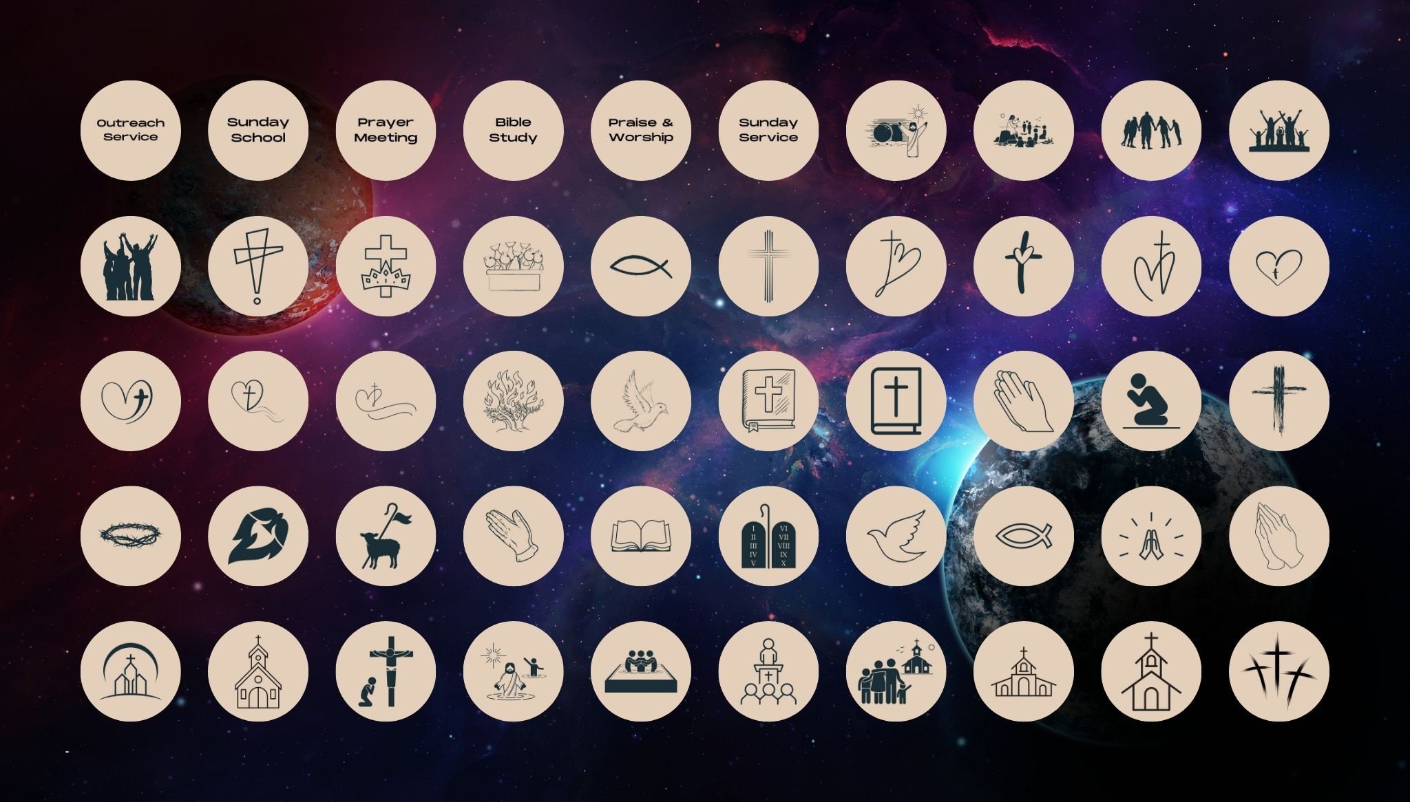 4 Sets of 50 Instagram Highlight Covers for the Church in Solid Colors ...