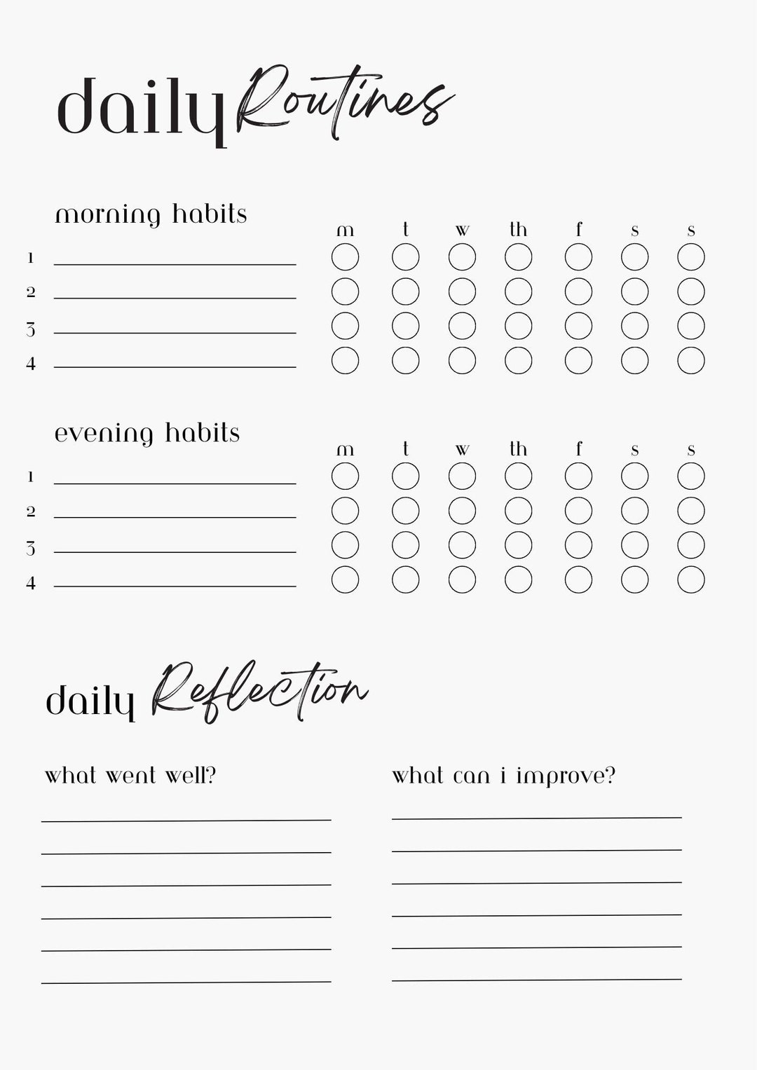 Daily Routine Planner Digital Download Notes Weekly Tracker - Etsy
