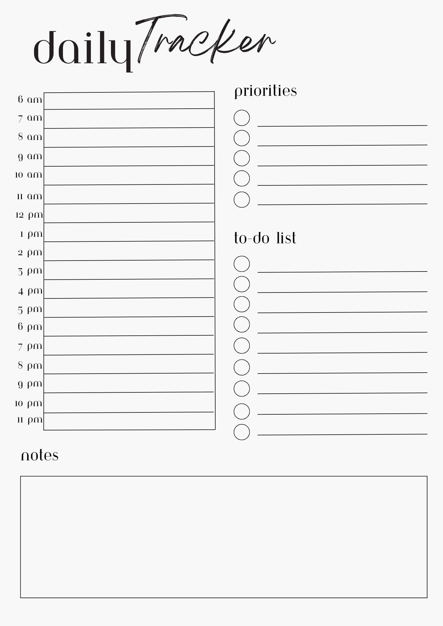 Daily Routine Planner Digital Download Notes Weekly Tracker - Etsy