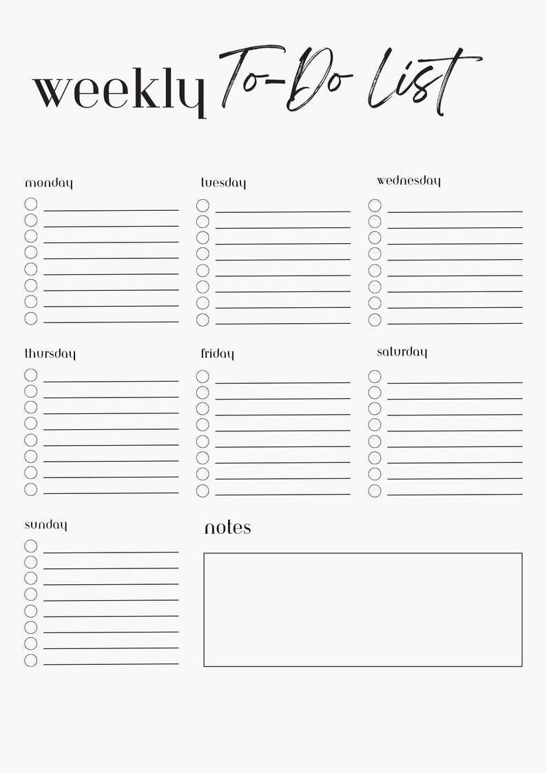 Daily Routine Planner Digital Download Notes Weekly Tracker - Etsy