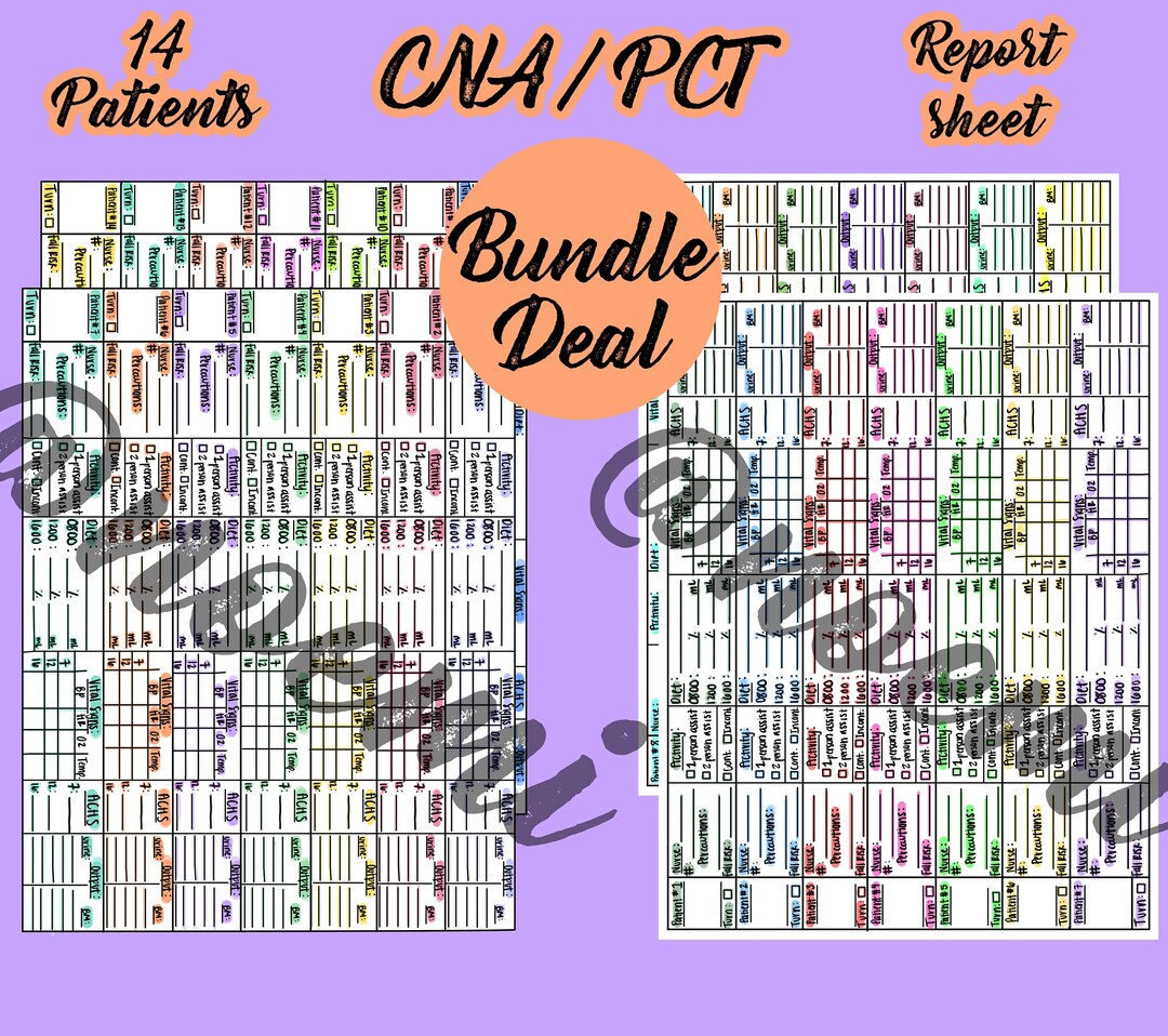 CNA Report Sheet Bundle Deal , Printable 14 Patient Report Sheet, Tcp ...