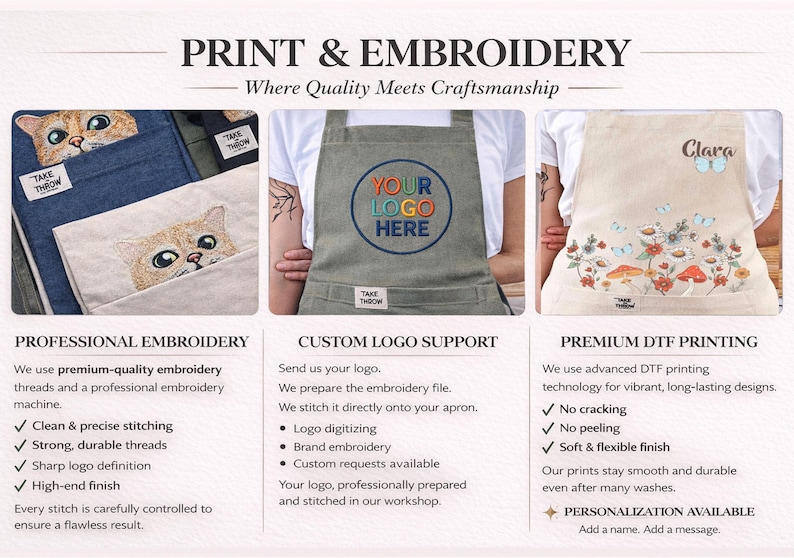 Custom Logo Apron - Embroidered and Printed Design - Etsy Australia
