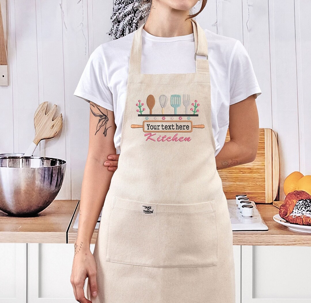 Embroidered Handmade Personalized Apron for Women - Customized Chef ...