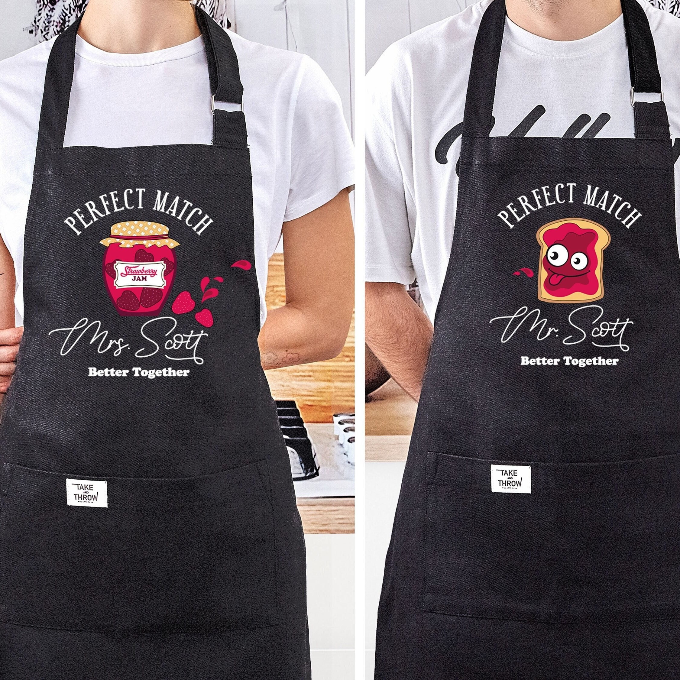 Custom Chef Apron Set Matching Aprons for Couples Perfect Valentine's ...