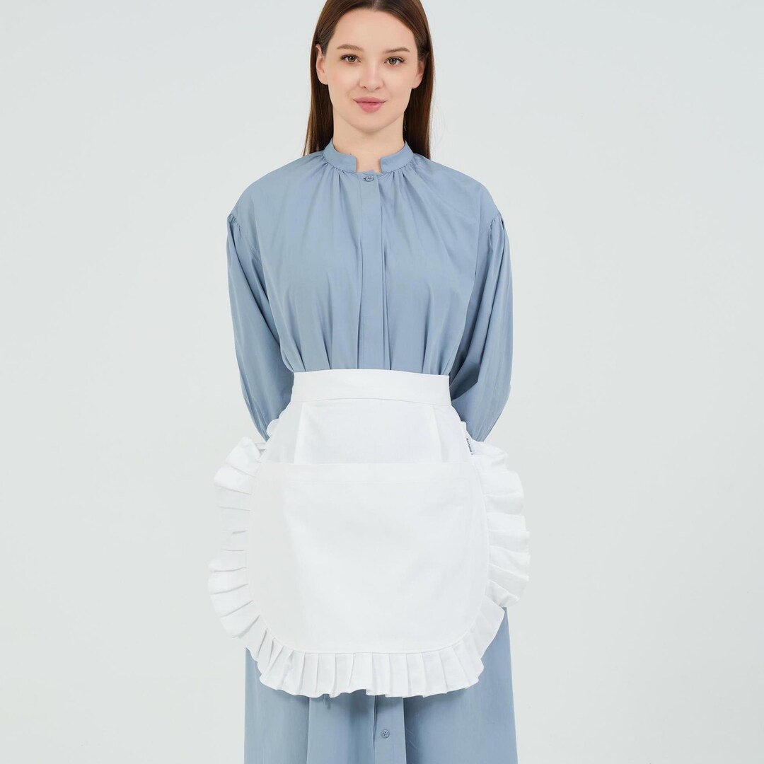 Vintage French Maid Waist Apron – Cotton Half Apron With Pockets - Etsy