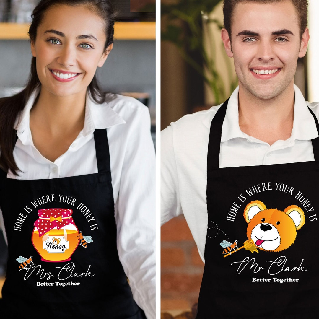 Personalized Matching Couple Aprons Funshine Bear and Honey Design ...