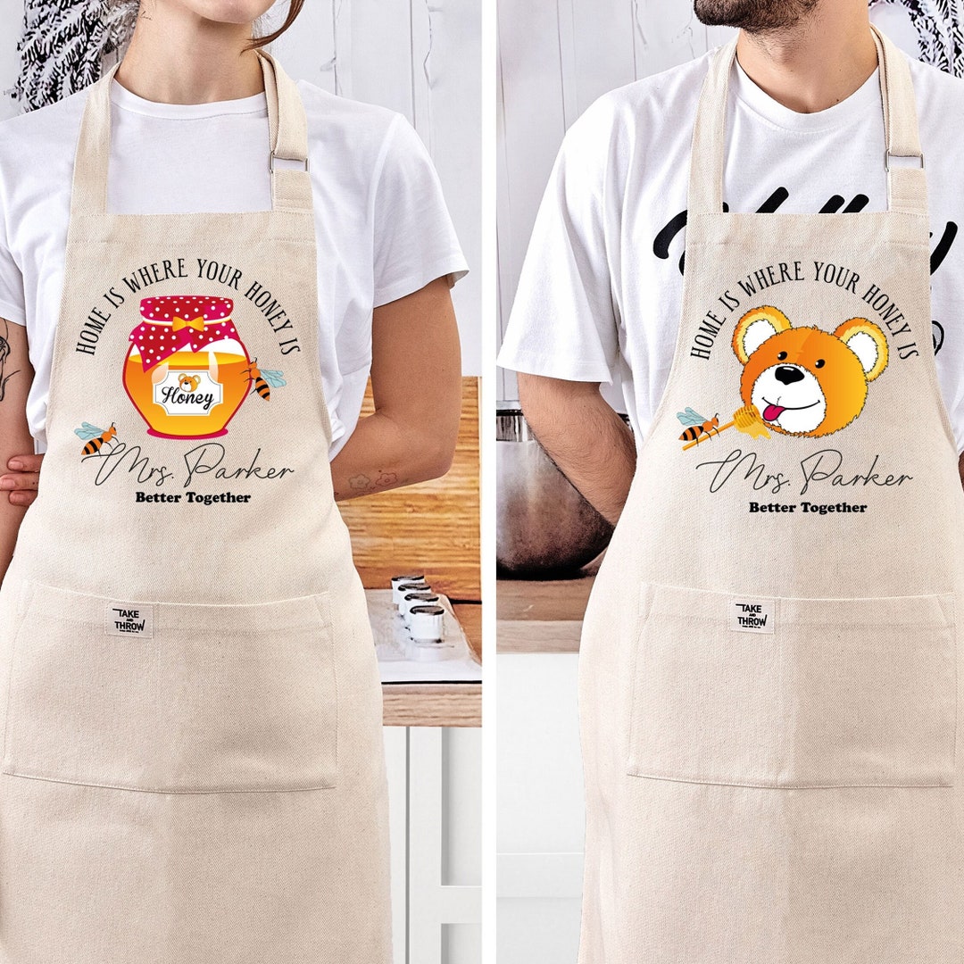 Personalized Matching Couple Aprons Funshine Bear and Honey Design ...