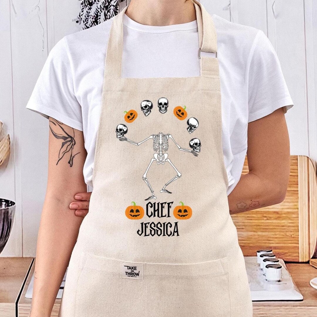 Personalized Halloween Apron: Organic Cotton Skeleton Chef Design - Etsy