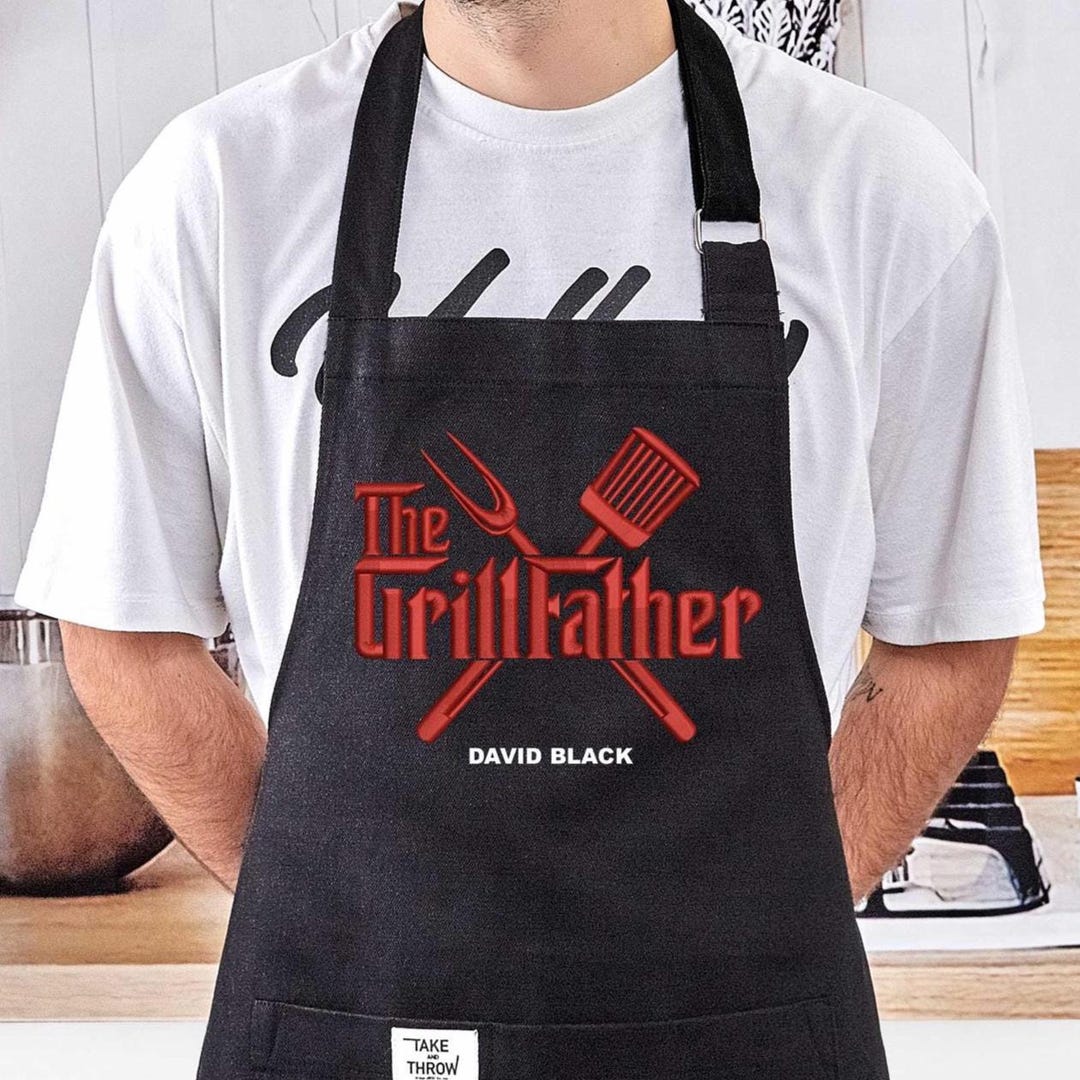 Grillfather Apron – Funny Dad Apron, BBQ Apron for Dad, Custom Grill ...