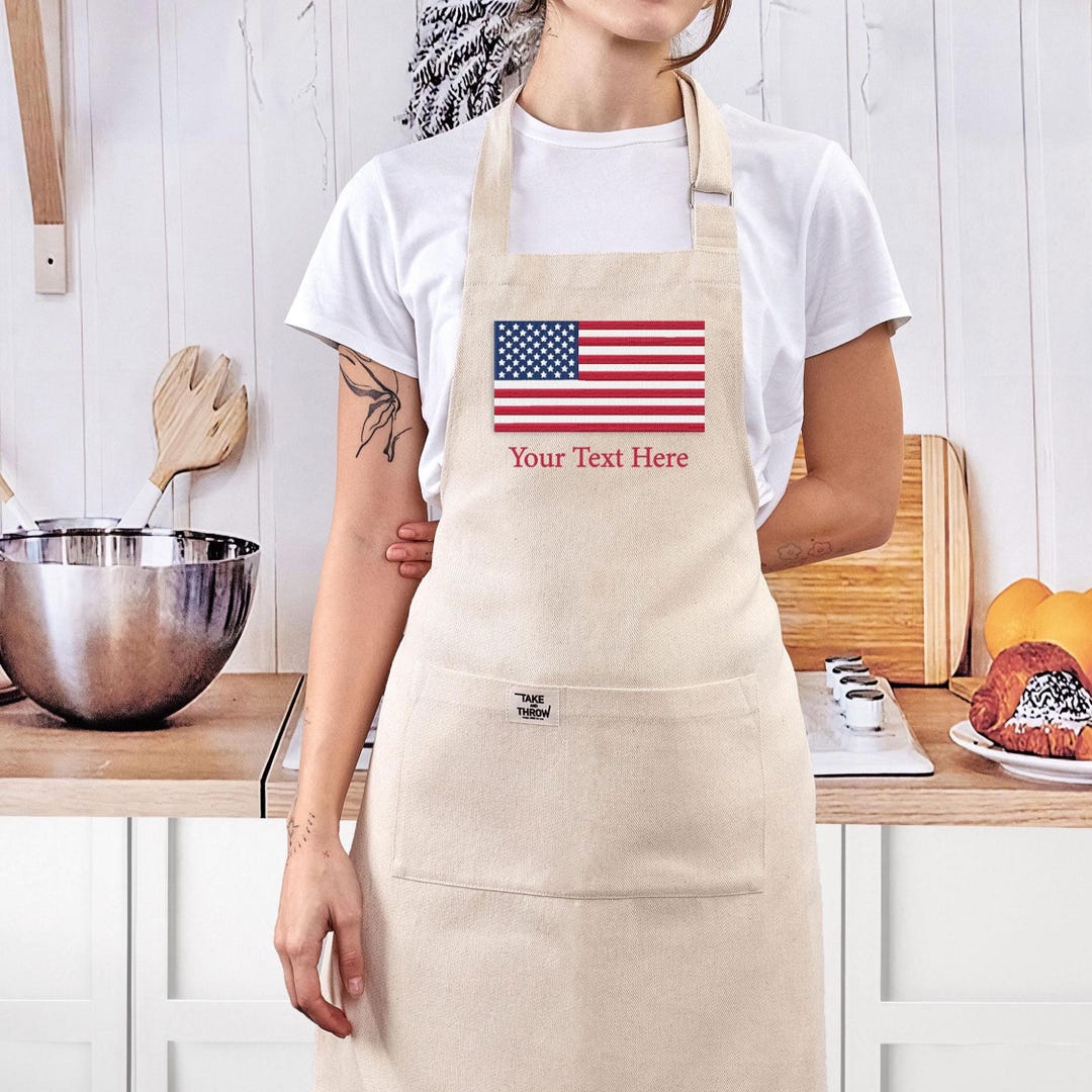 Patriotic USA Apron – Embroidered Stars & Stripes BBQ Kitchen Wear - Etsy
