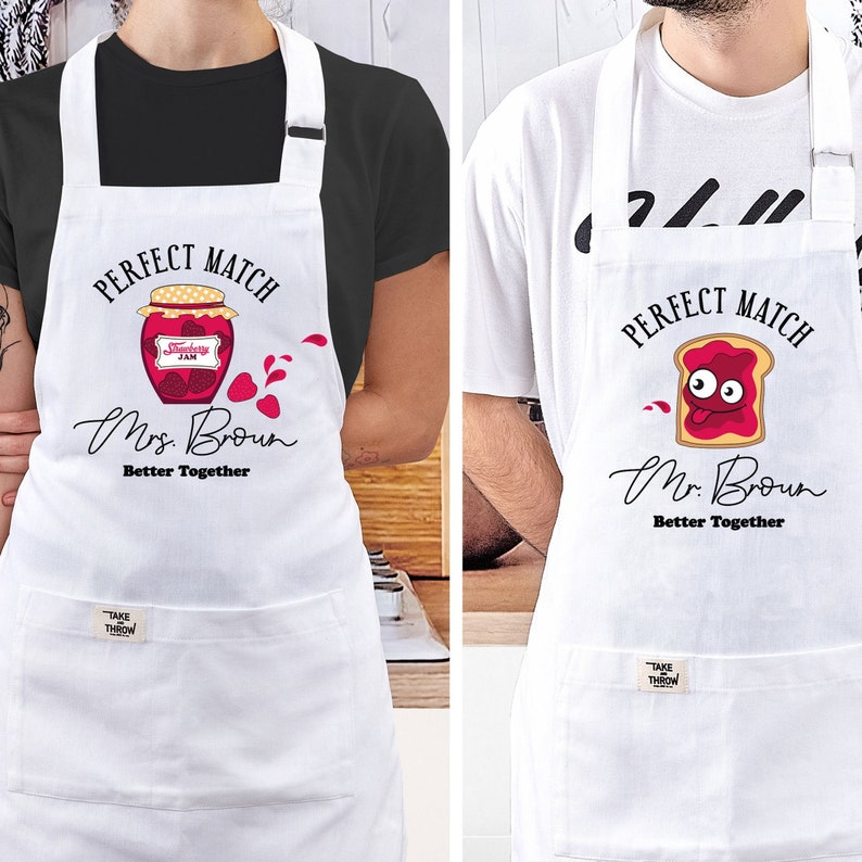 Custom Chef Apron Set Matching Aprons for Couples Perfect Valentine's ...