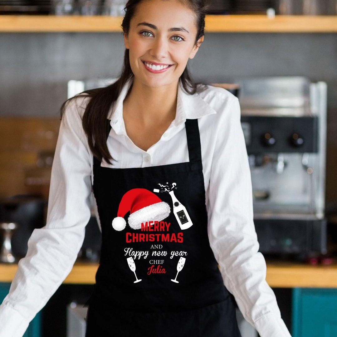 Merry Christmas Personalized Cotton Apron Christmas Customized Kitchen ...
