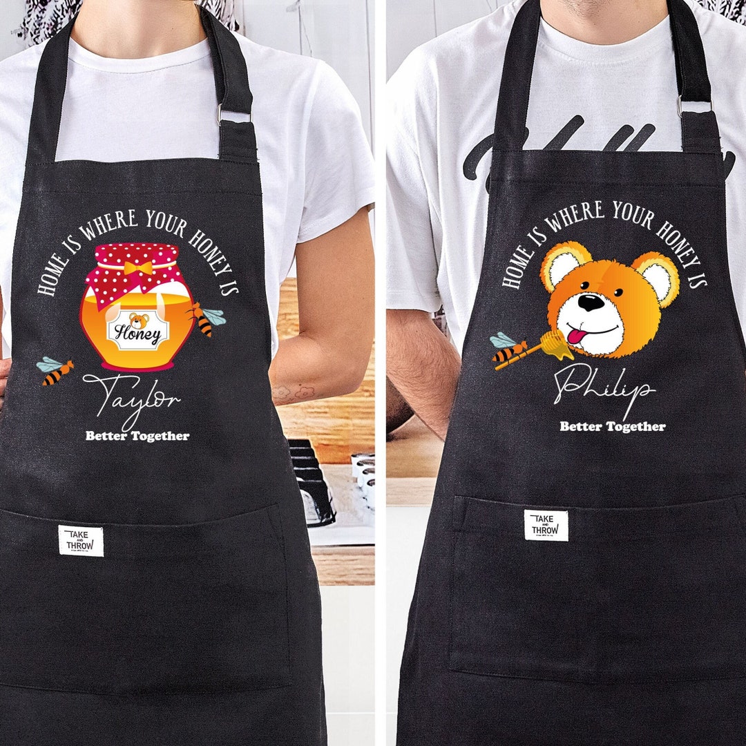 Personalized Matching Couple Aprons Funshine Bear and Honey Design ...