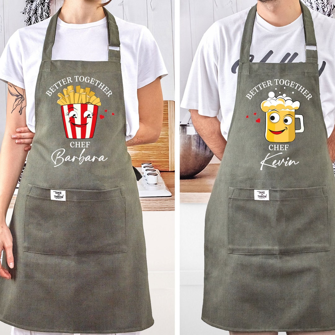 Cheers to Love and Laughter Personalized Matching Aprons for Cooking ...