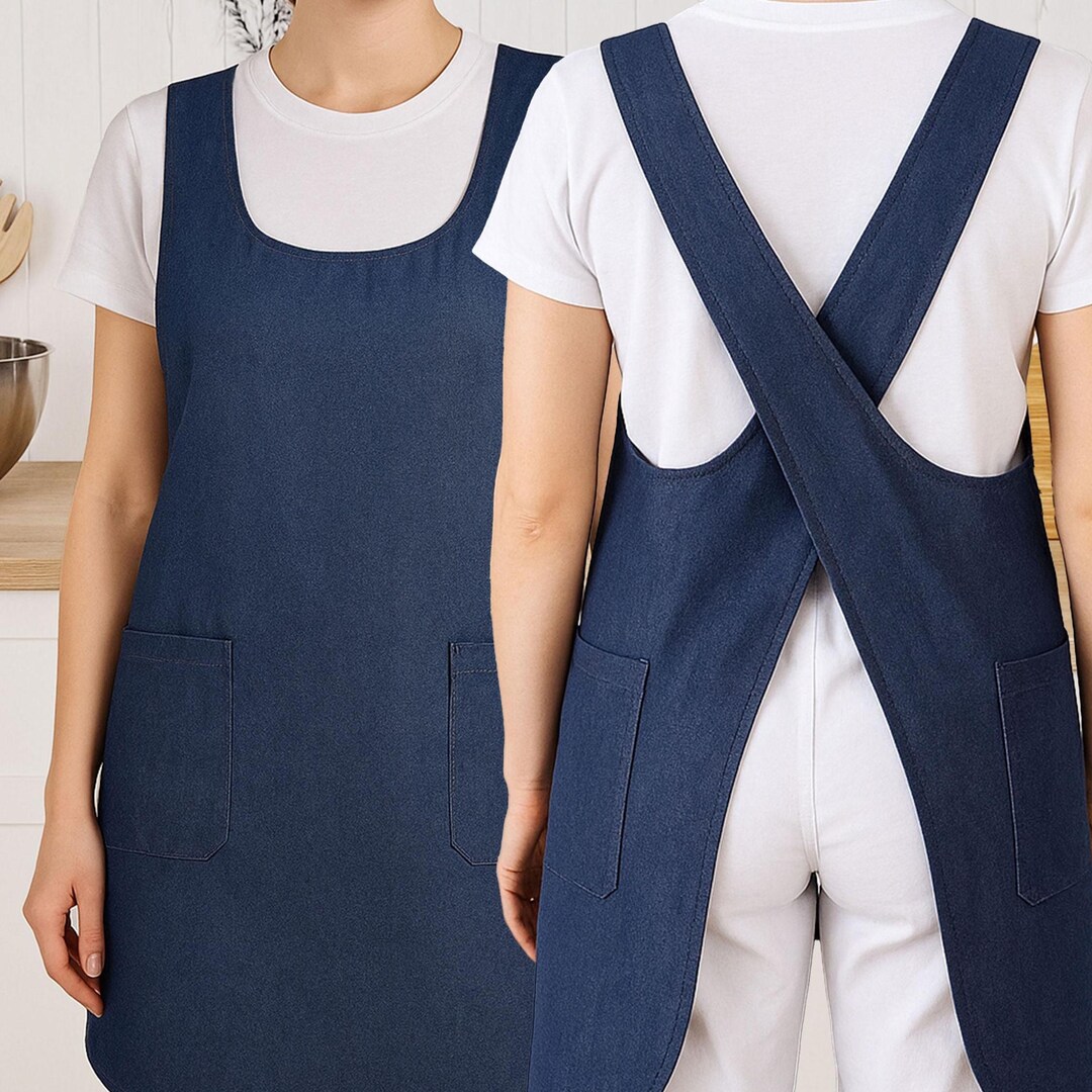 Cotton Crossback Apron - Unisex Pinafore Workwear With Pockets - Etsy UK