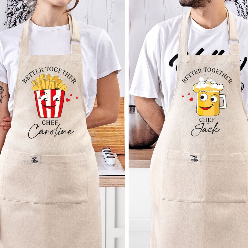 Cheers to Love and Laughter Personalized Matching Aprons for Cooking ...