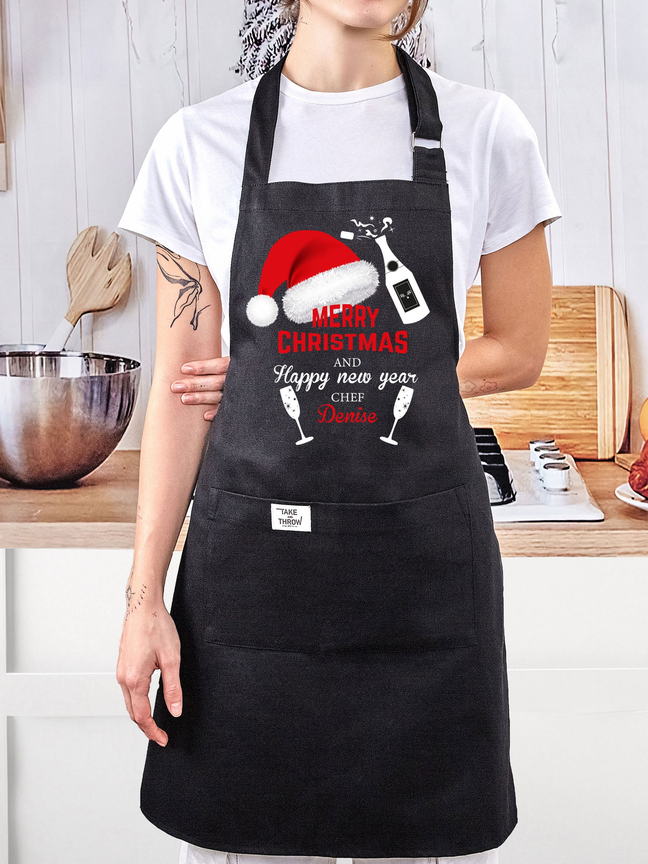 Merry Christmas Personalized Cotton Apron Christmas Customized Kitchen ...
